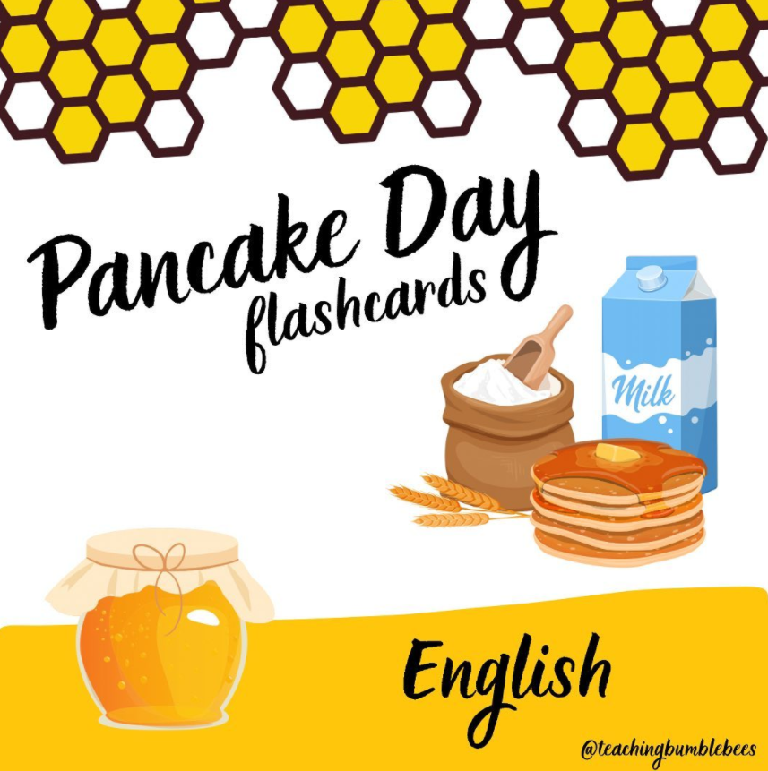 Flashcards Pancake Day - teaching bumblebees